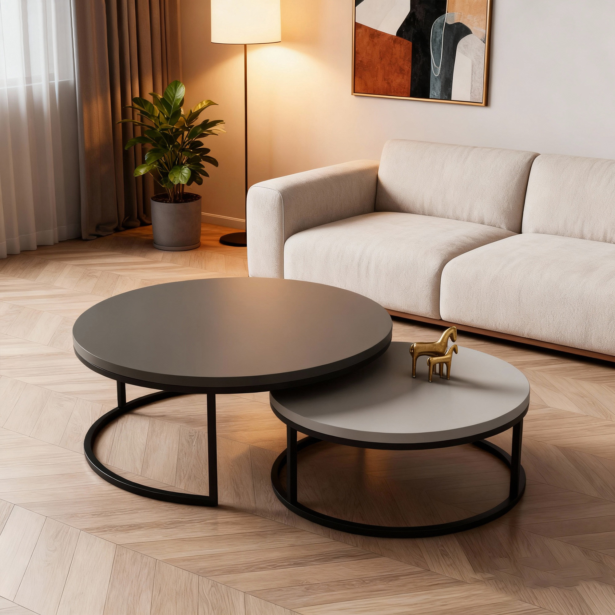 Borough Wharf Set of 2 Nesting Coffee Tables for Small Spaces, 80cm ...
