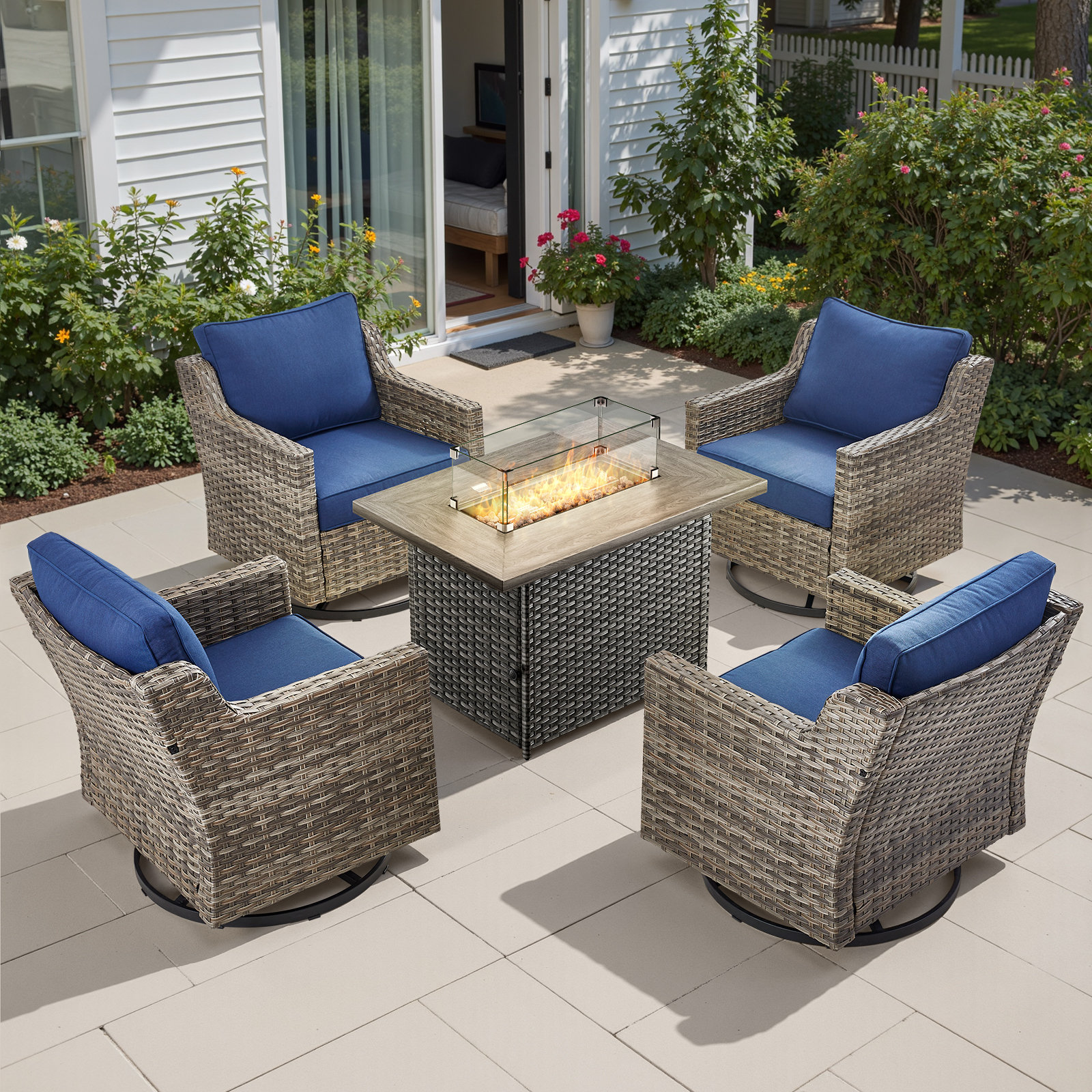 Lark Manor™ Maelie 4-Person Seating Group Outdoor Fire Pit Conversation ...