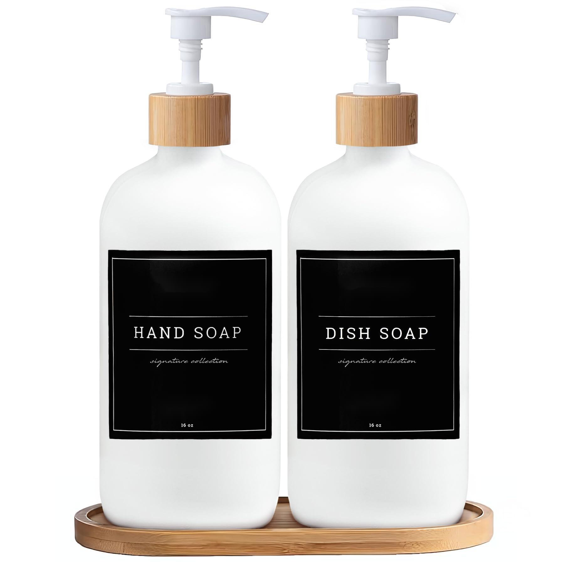 Latitude Run® White Glass Soap Dispenser Set - Kitchen Soap Dispenser ...