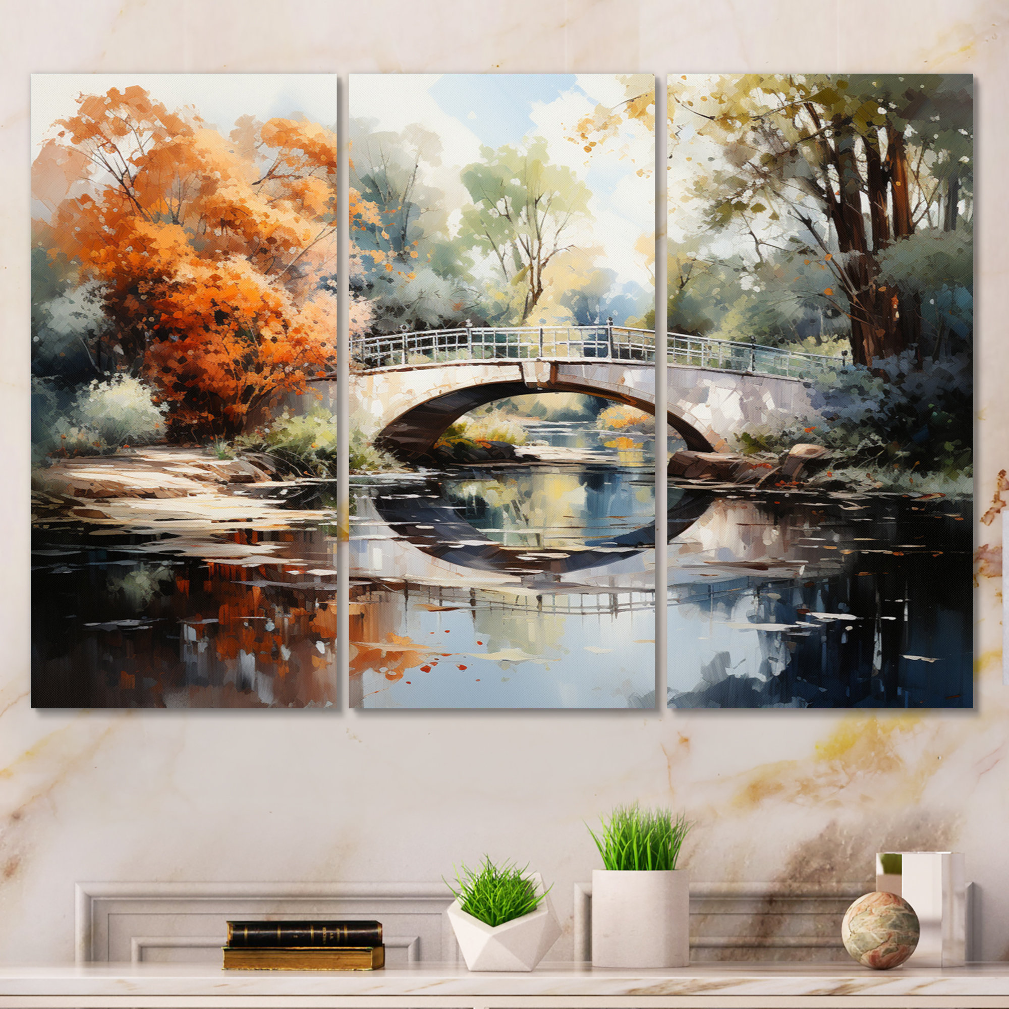 Winston Porter Beige Bridge Impressionist Crossing An II On Canvas 3 ...