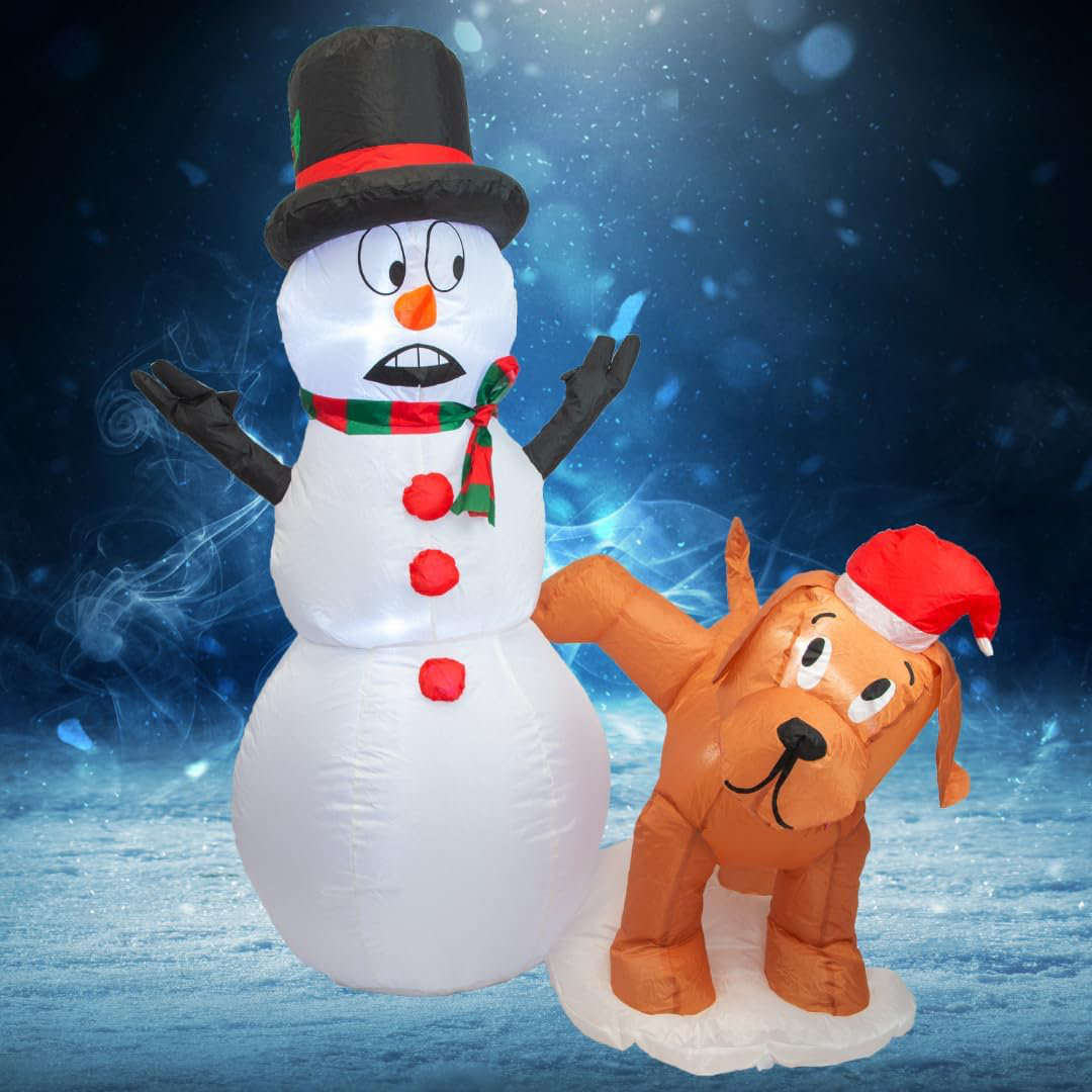 The Holiday Aisle® Christmas Decorations 4 FT Inflatable Snowman Peeing ...