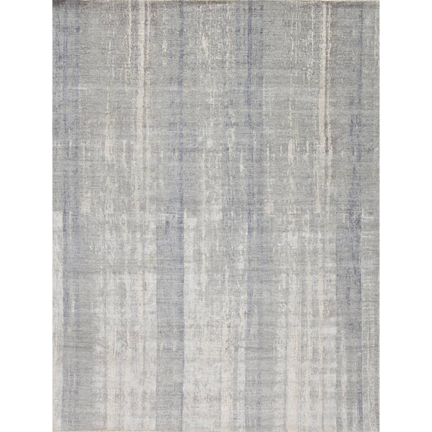 Samad Rugs Mayfair Hand Knotted Wool/Silk Sky Blue/Gray Area Rug | Perigold