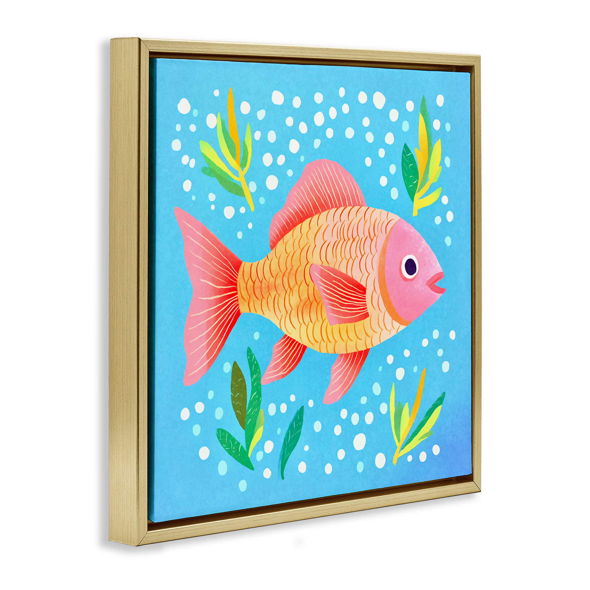 Latitude Run® Happy Fish Underwater Framed Floater Canvas Wall Art By ...