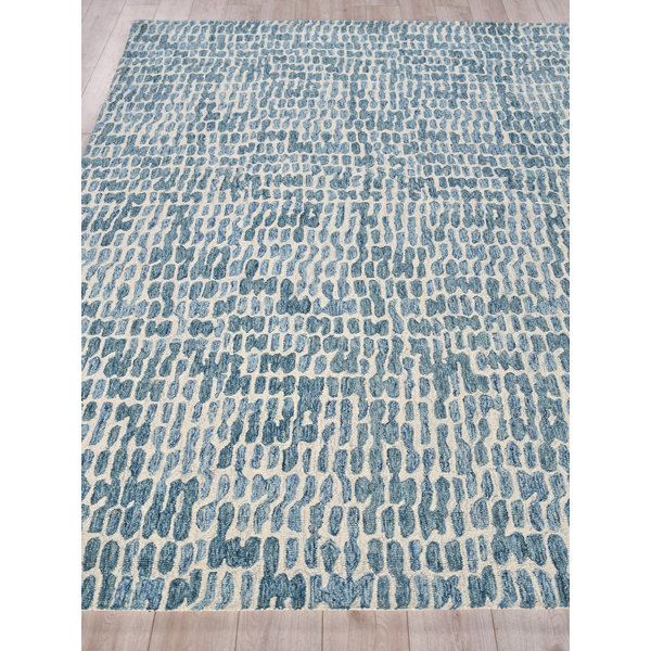 Exquisite Rugs Ink Blot Abstract Hand Tufted Wool Area Rug in Navy ...