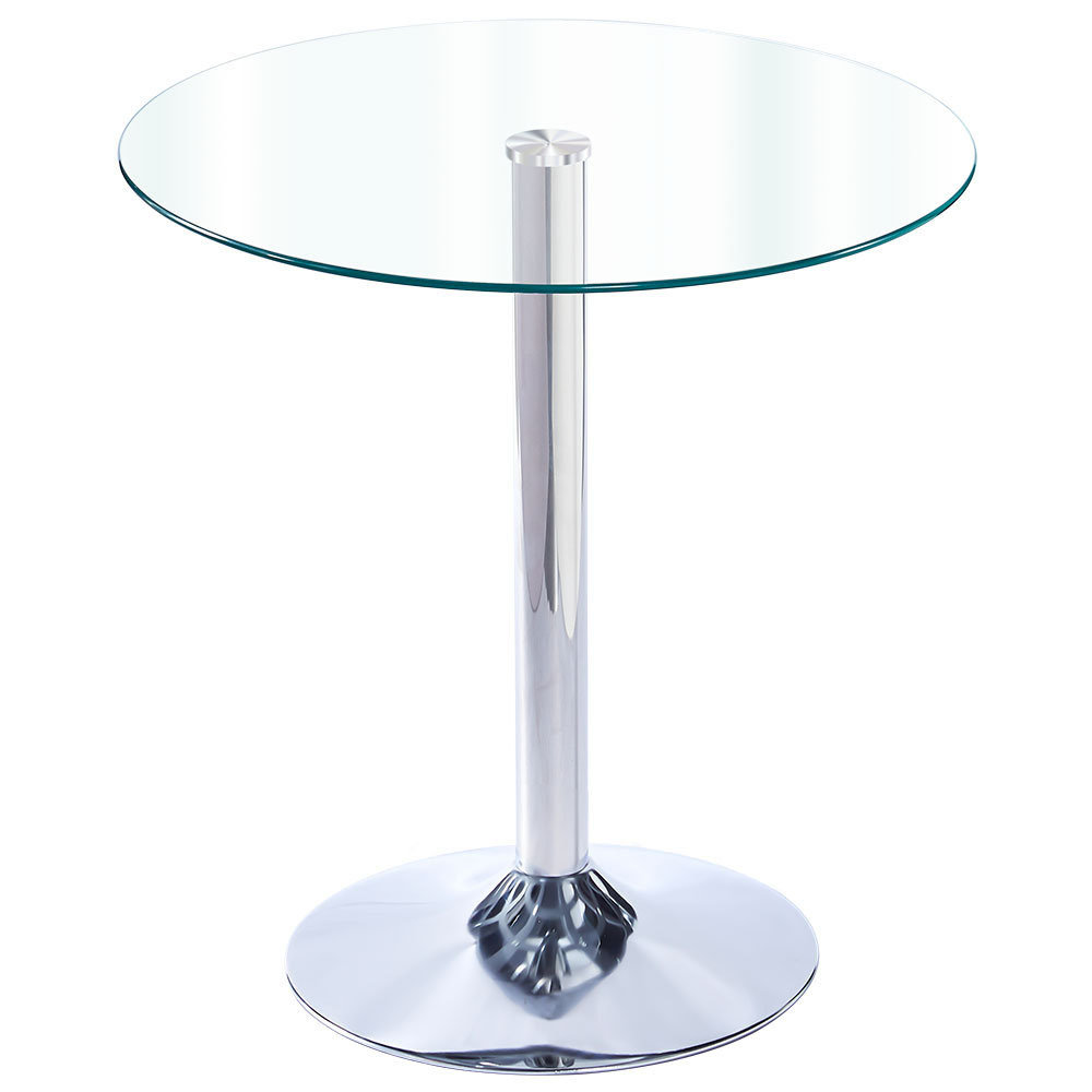 Metro Lane Small Round Clear Glass Top Dining Table with Pedestal Base ...