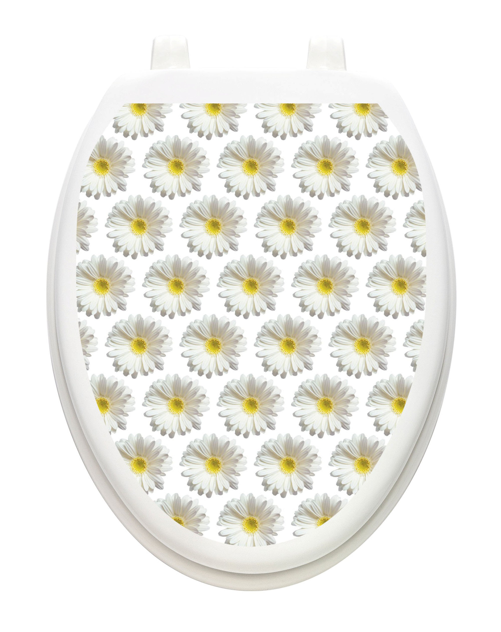 Toilet Tattoos Wallpaper Daisies on Air Toilet Seat Decal – Reusable ...