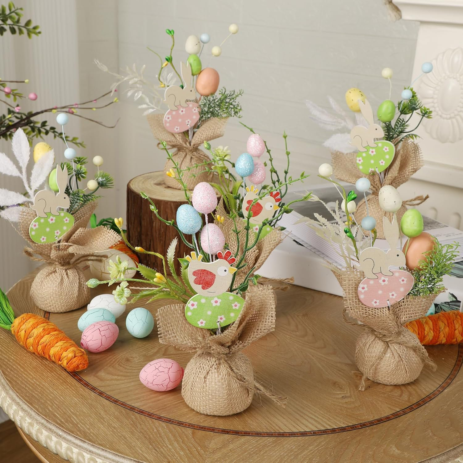 Primrue 6 Pcs Easter Mini Table Trees – 8 Inch Egg Tree Decorations ...