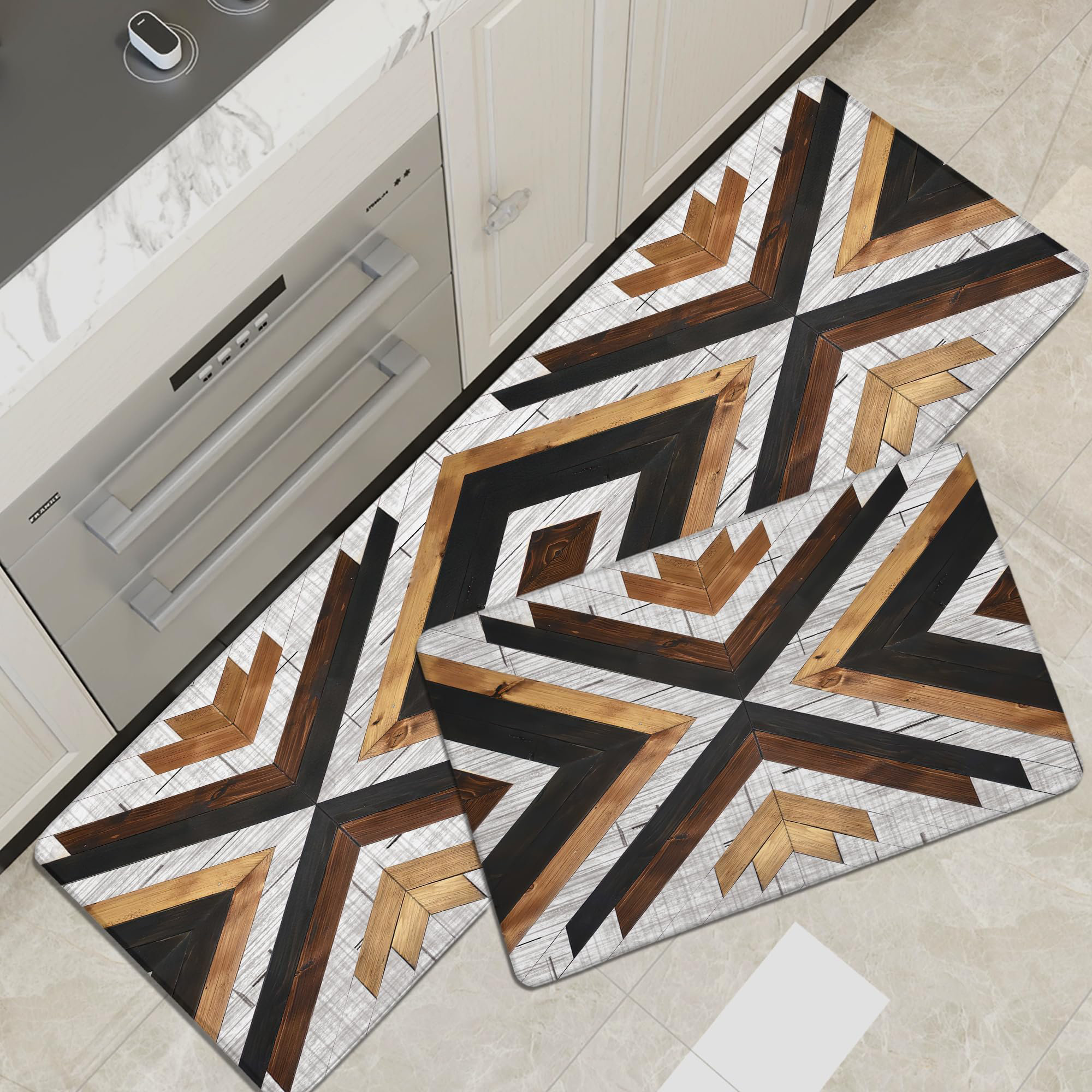 Loon Peak® Kitchen Rugs Mats Set Of 2 Anti Fatigue Cushioned Long ...