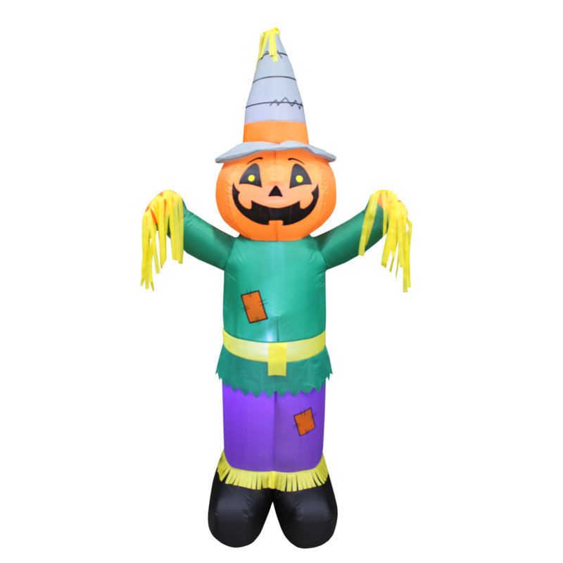 The Holiday Aisle® 6 Foot Tall Lighted Happy Halloween Scarecrow ...