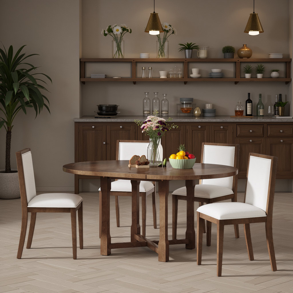 Lark Manor™ Vintage Extendable Farmhouse Dining Set - Round Table for 4 ...