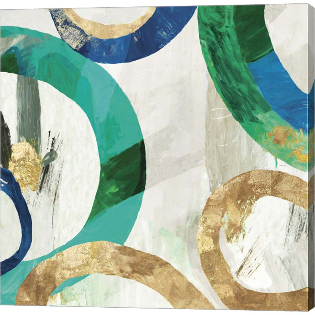 Orren Ellis Green Rings I by Tom Reeves - Wrapped Canvas Painting | Wayfair