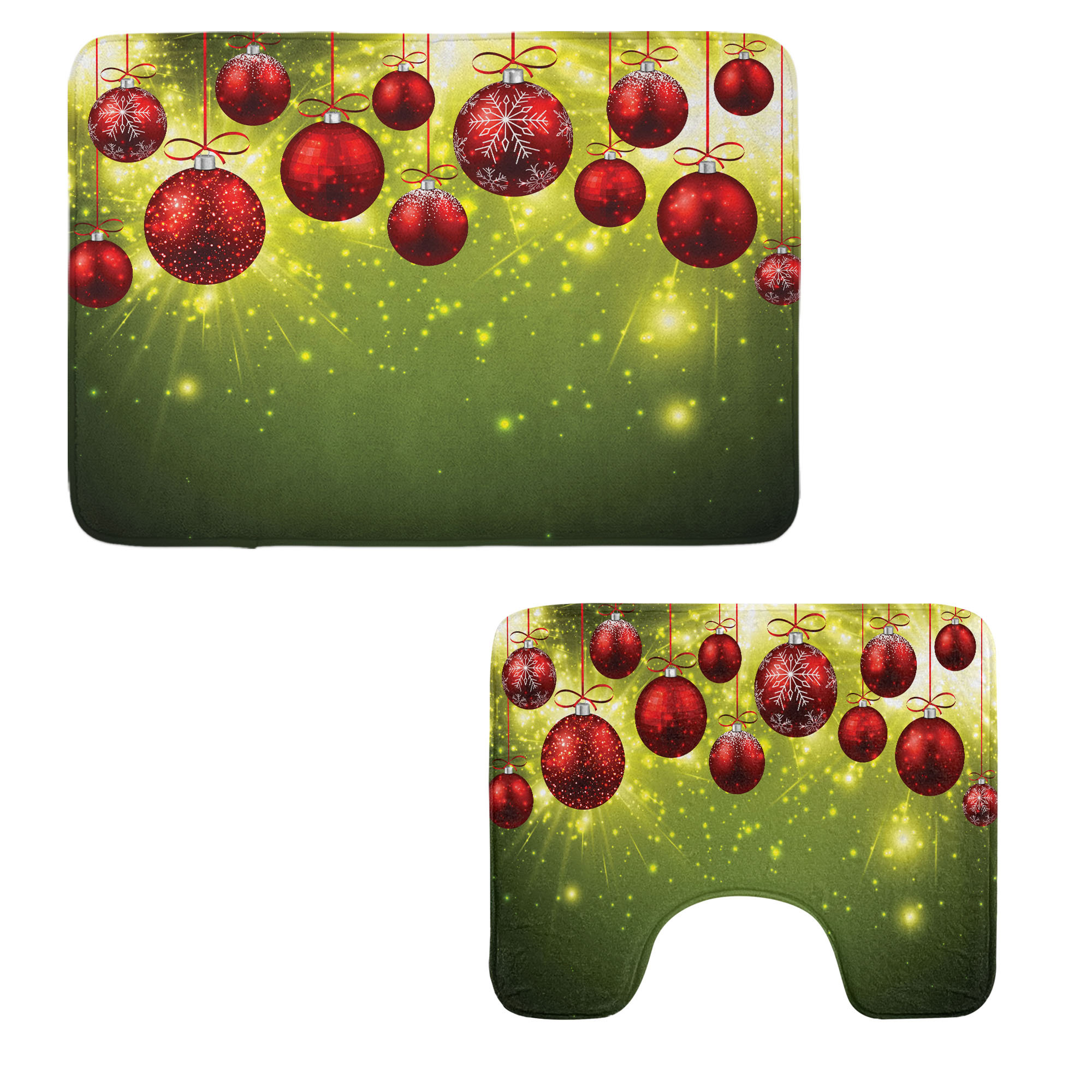 The Holiday Aisle® Christmas Bathroom Rug Set 2 Pieces Rectangle ...