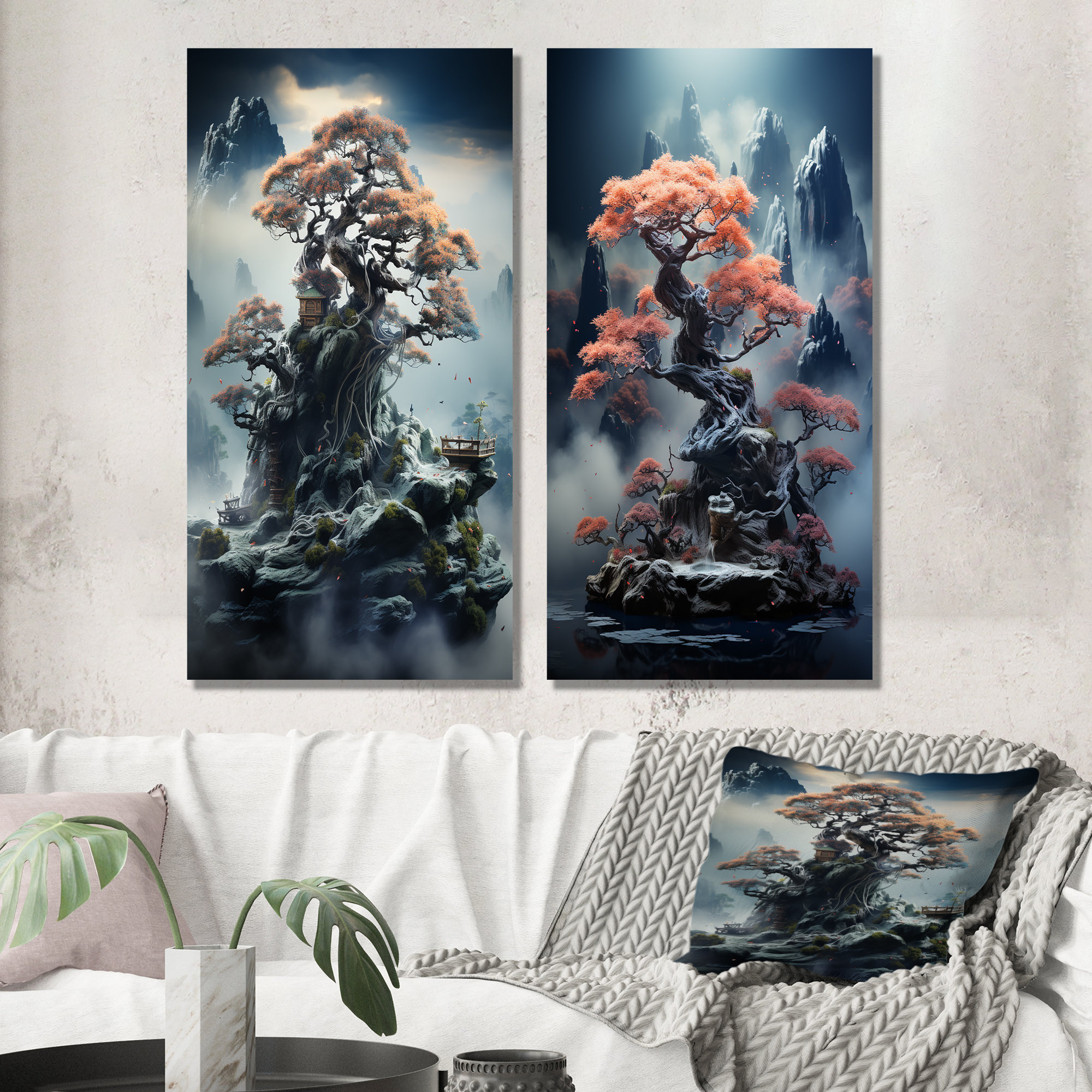Millwood Pines Mystical Bonsai I - Tree Bonsai Canvas Prints Set Of 2 ...