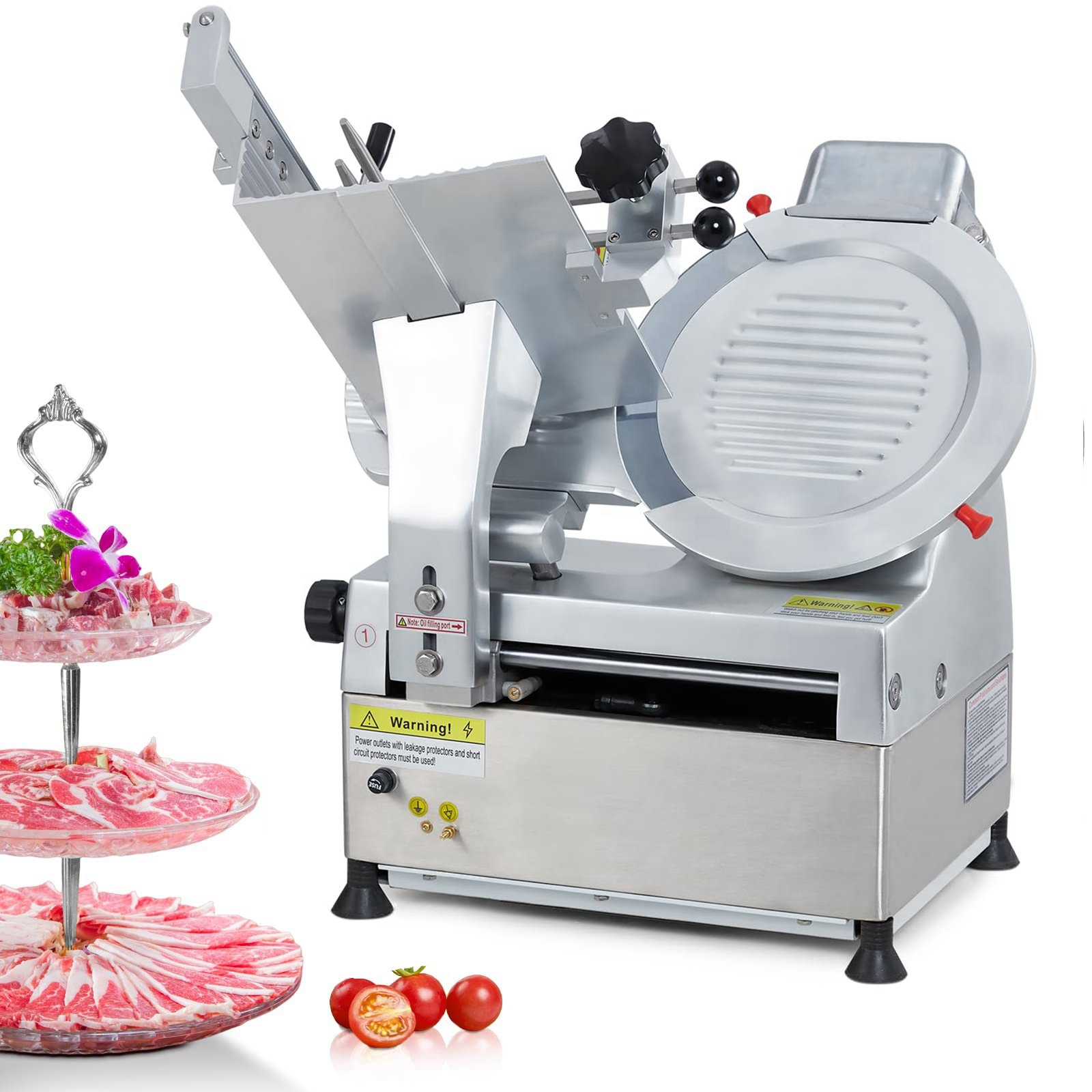 Zstar Commercial Automatic Meat Slicer, 12" Carbon Steel Blade ...