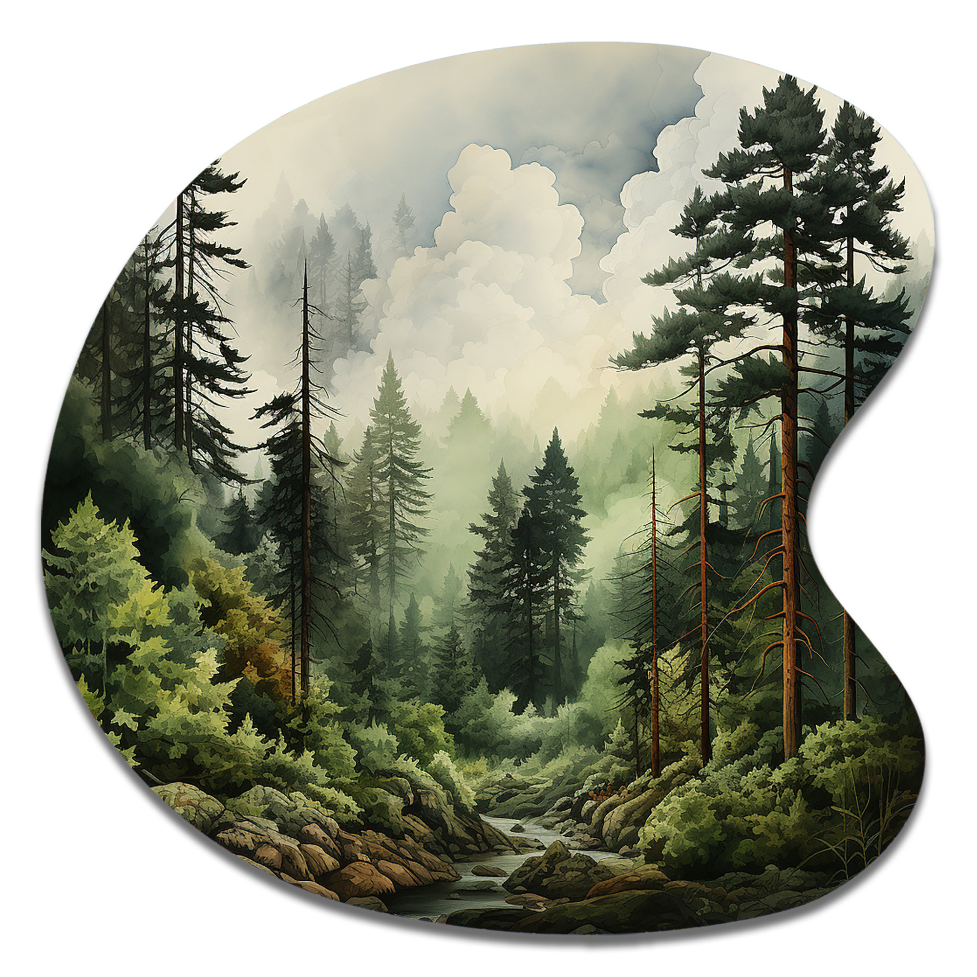 Design Art Pine Tree Forest - Tree Pine Drop Shape Irregular Metal Wall ...