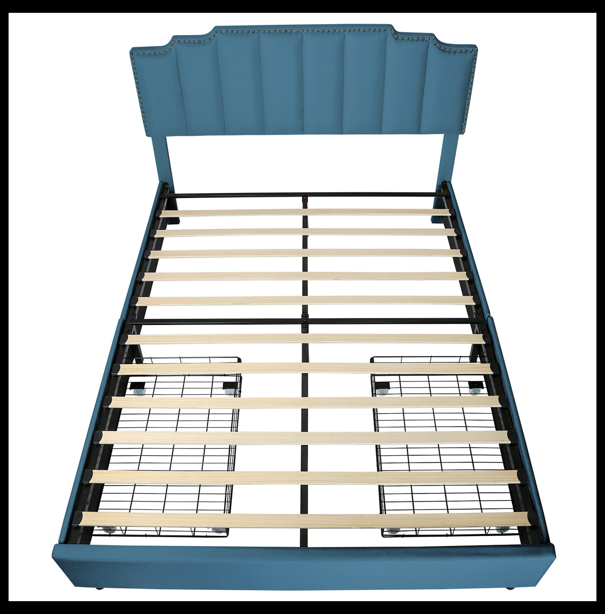 Latitude Run® Upholstered Platform Bed Linen Bed Frame With 2 Drawers ...