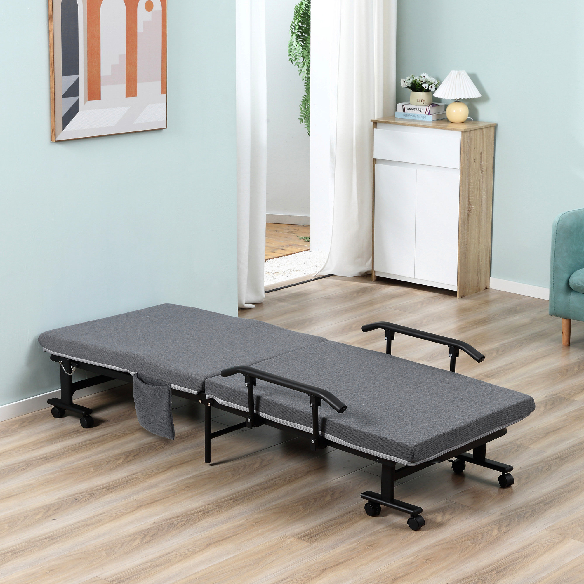 Latitude Run® Rollaway Bed, Folding Bed with 3.25" Mattress, Portable ...