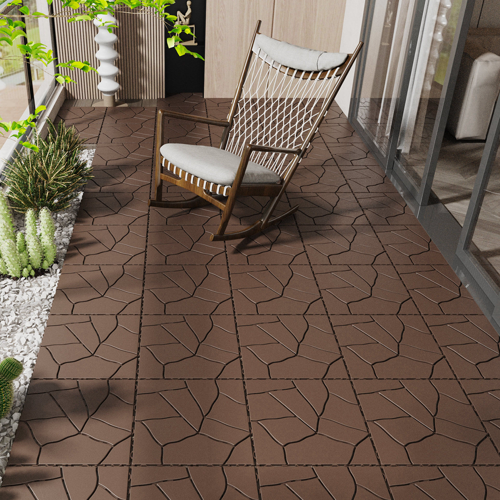 BFYDOAA Plastic Interlocking Deck Tiles, 12" X 12" Plastic Interlocking ...