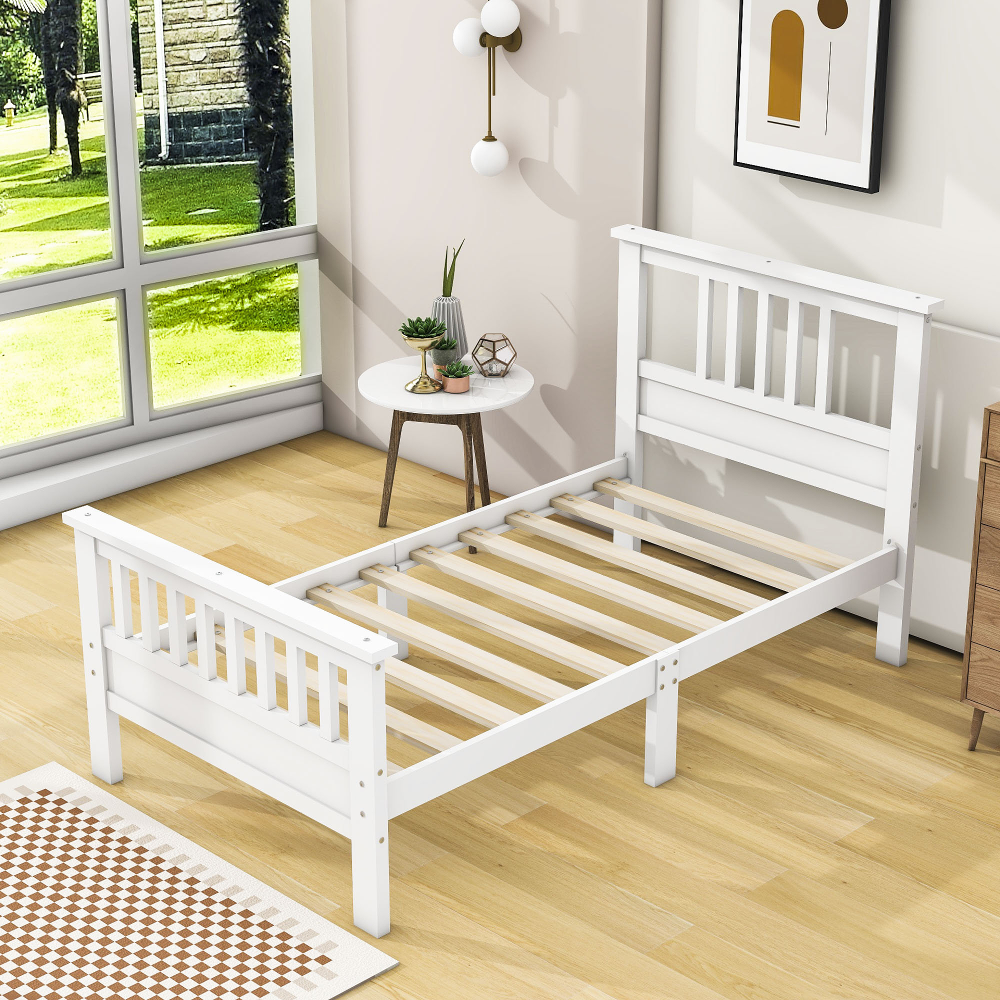 Red Barrel Studio Drekwon Twin Size Wood Platform Bed with Headboard ...