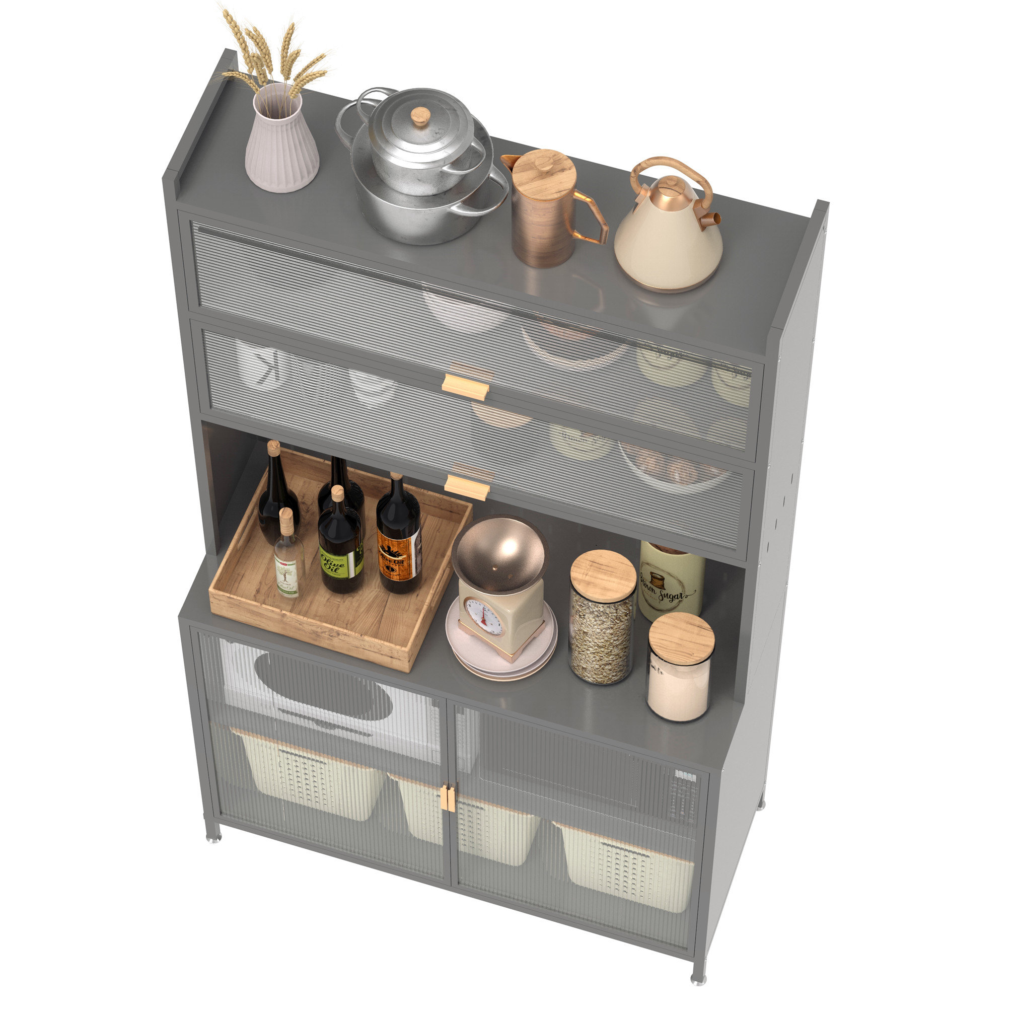 Ebern Designs 73'' Tall Kitchen Pantry Cabinet with 6 Adjustable ...