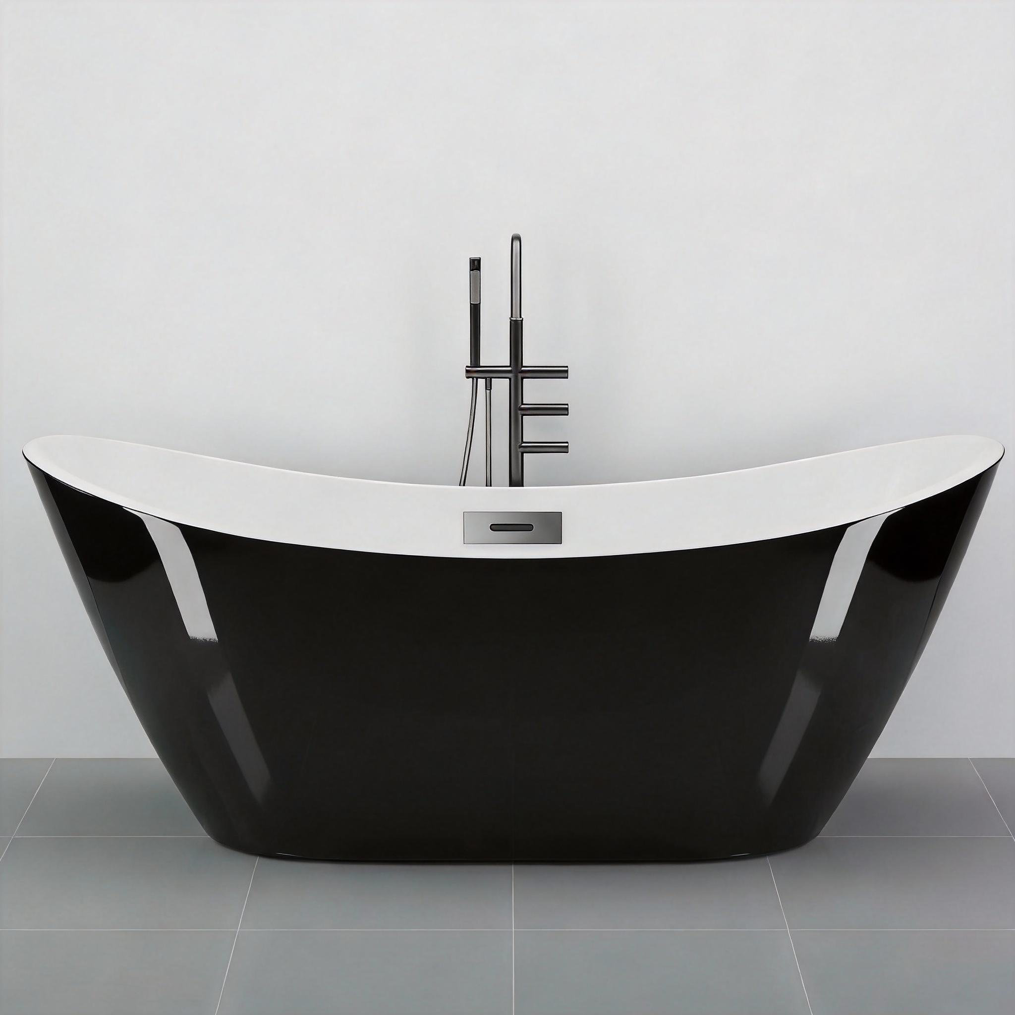 gaomon 67 Inch Freestanding Bathtub, Black and White Soaking Tub ...