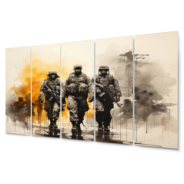 DesignArt Army Camaraderie in Arms II - Army Metal Wall Decor Set | Wayfair