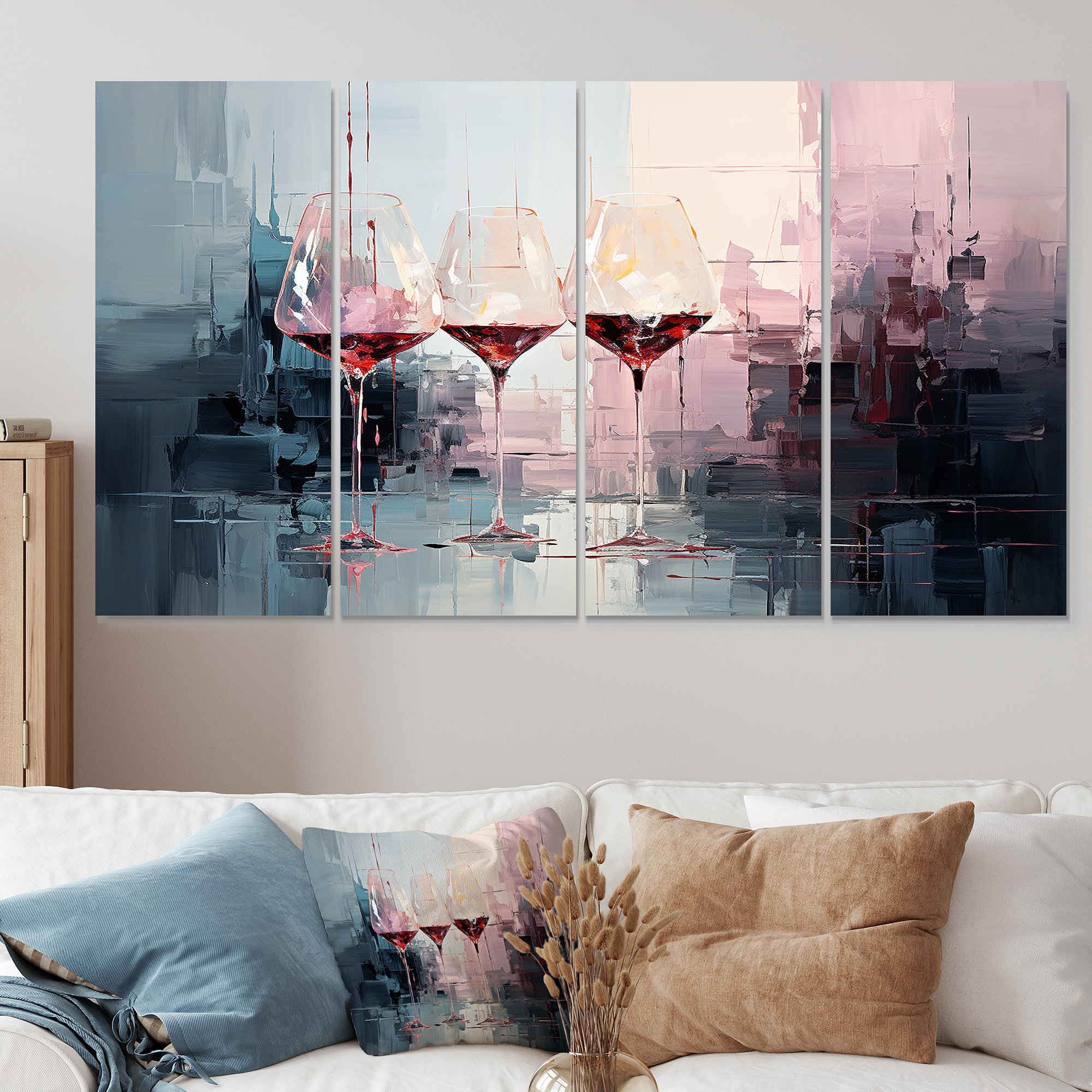 Ebern Designs Wine Glasses Deep Collage - Wine 4 Piece Wall Art Set ...