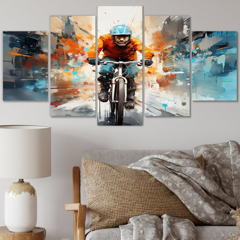 Red Barrel Studio® Bicycle Abstract Urban Cyclists - Transportation ...