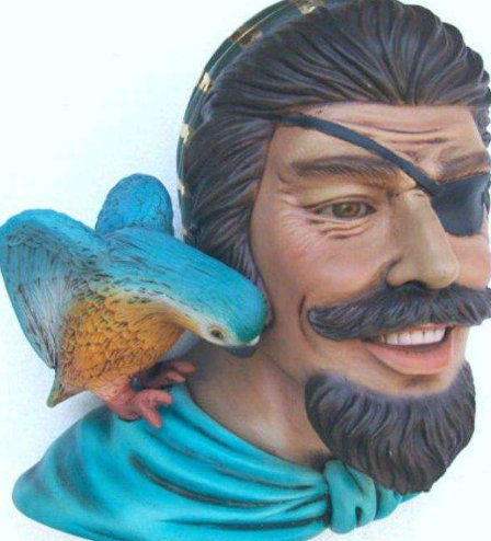 Red Barrel Studio® Lenie Pirate Captain One Eye Wall Decor Statue | Wayfair