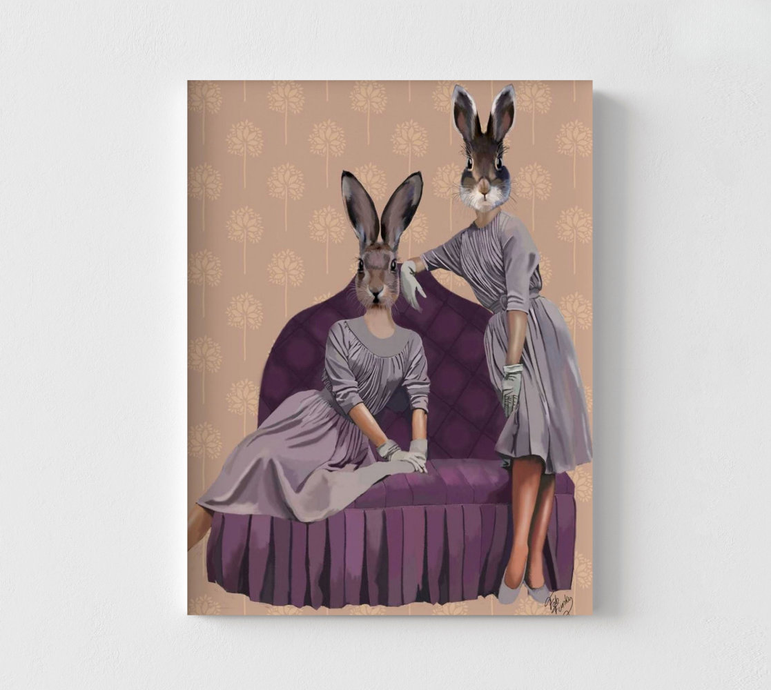 WeFrameArt Rabbits In Purple, Girly Bedroom Decor, Violet Dress Bunny ...