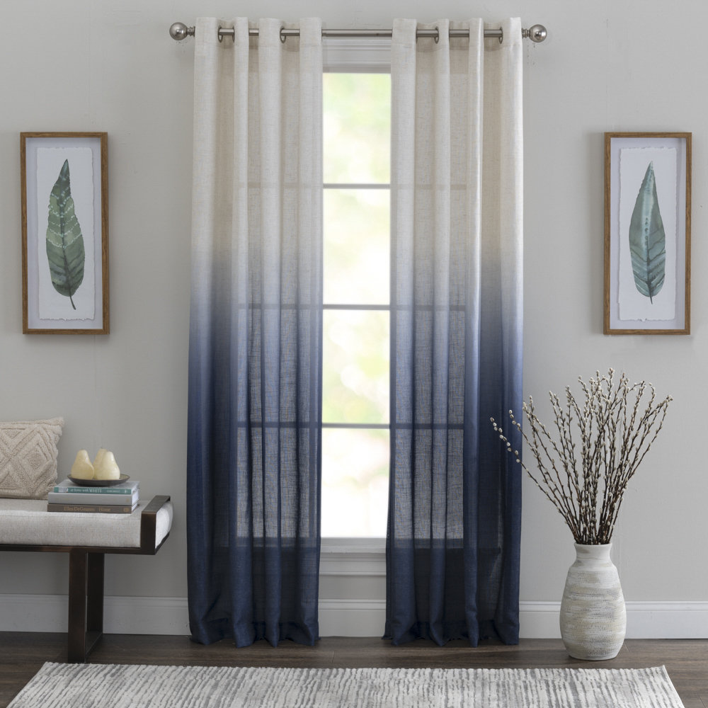 Gracie Oaks Celestino Polyester / Linen Light-Filtering Ombre Patterned ...