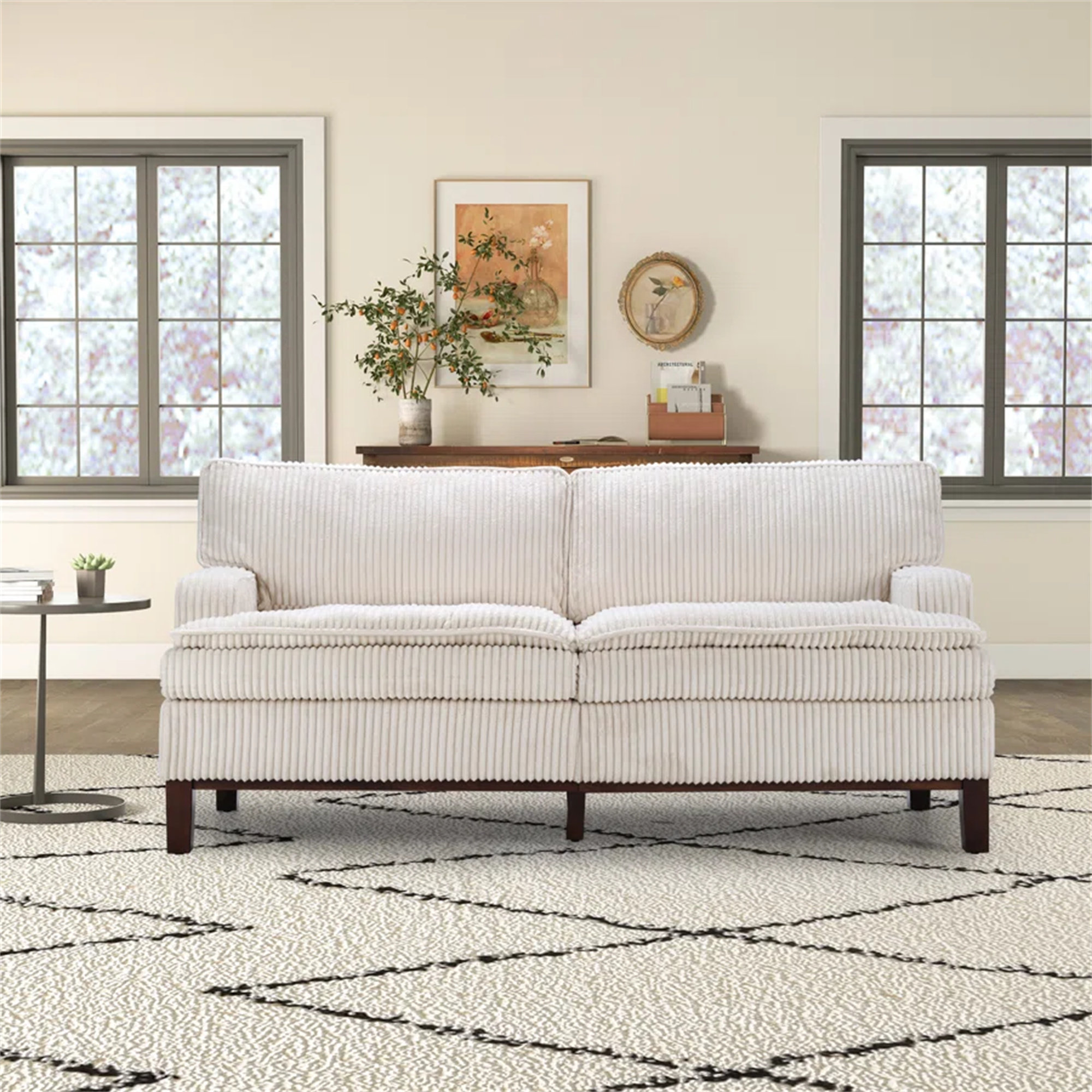 Latitude Run® Niven 74.8" Wide Modern Design Corduroy Upholstered ...