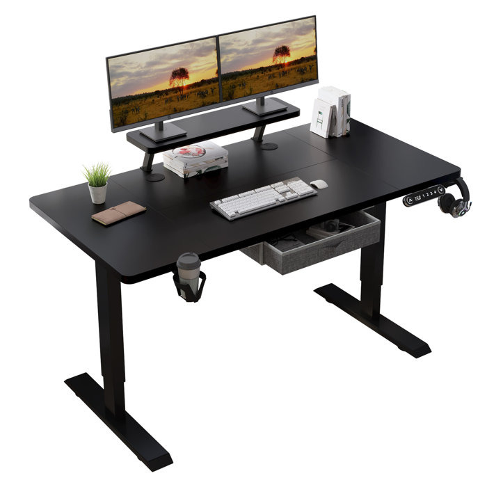 Inbox Zero Lasherrie Height Adjustable Standing Desk With A Layer ...