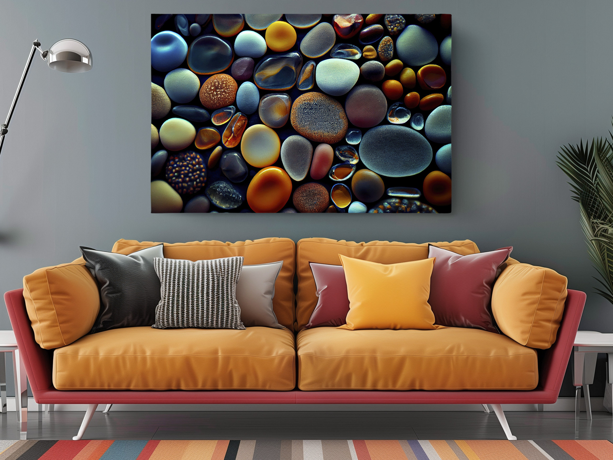 Latitude Run® Colourful Ocean Sea Pebble Texture Canvas Print Wall Art ...