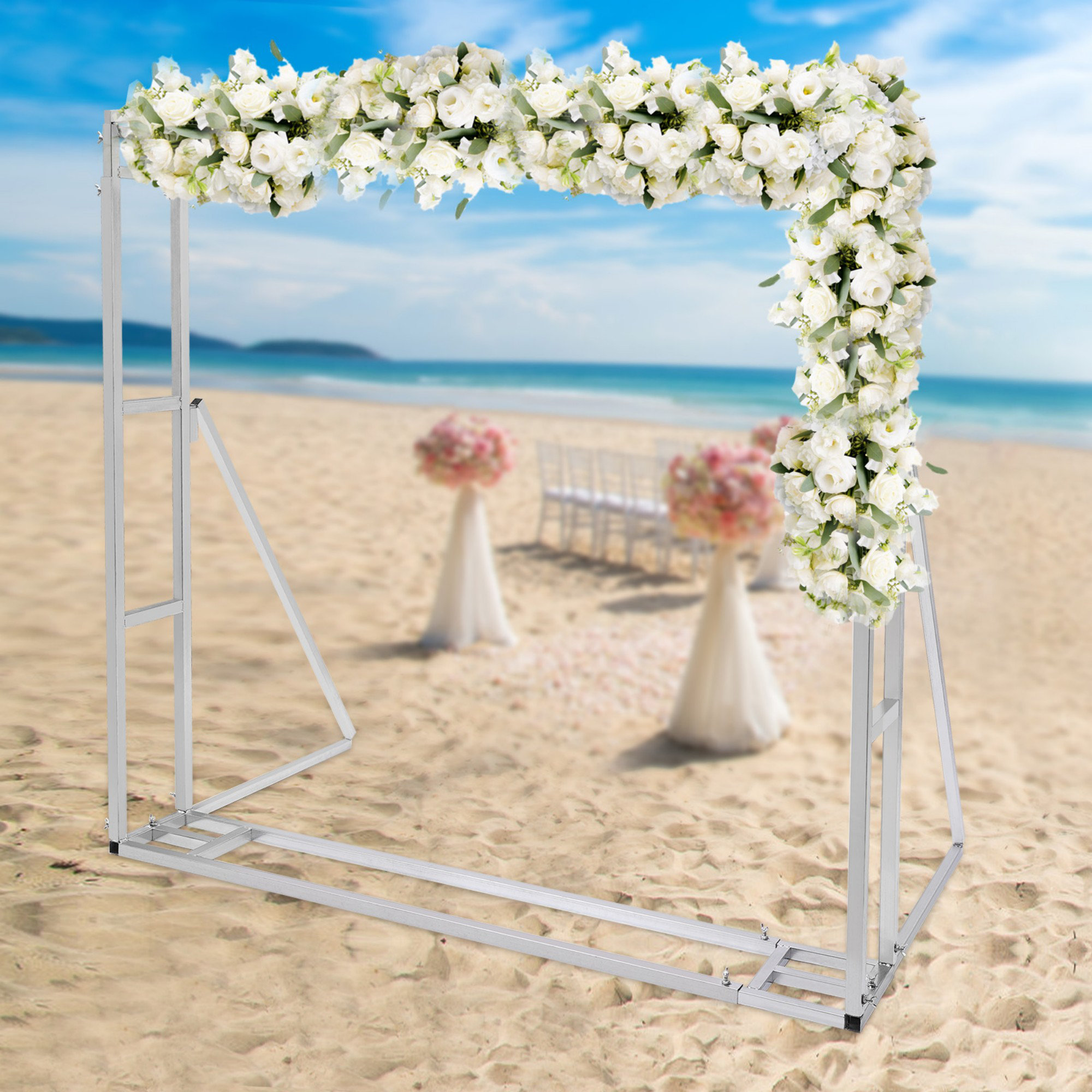 DENFER 9.19 x 9.19 ft Wedding Backdrop Stand with Windproof Brace | Wayfair