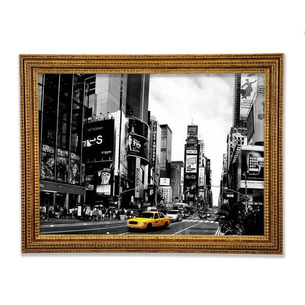 Ebern Designs Broadway Yellow Cab Black And White - Single Picture ...