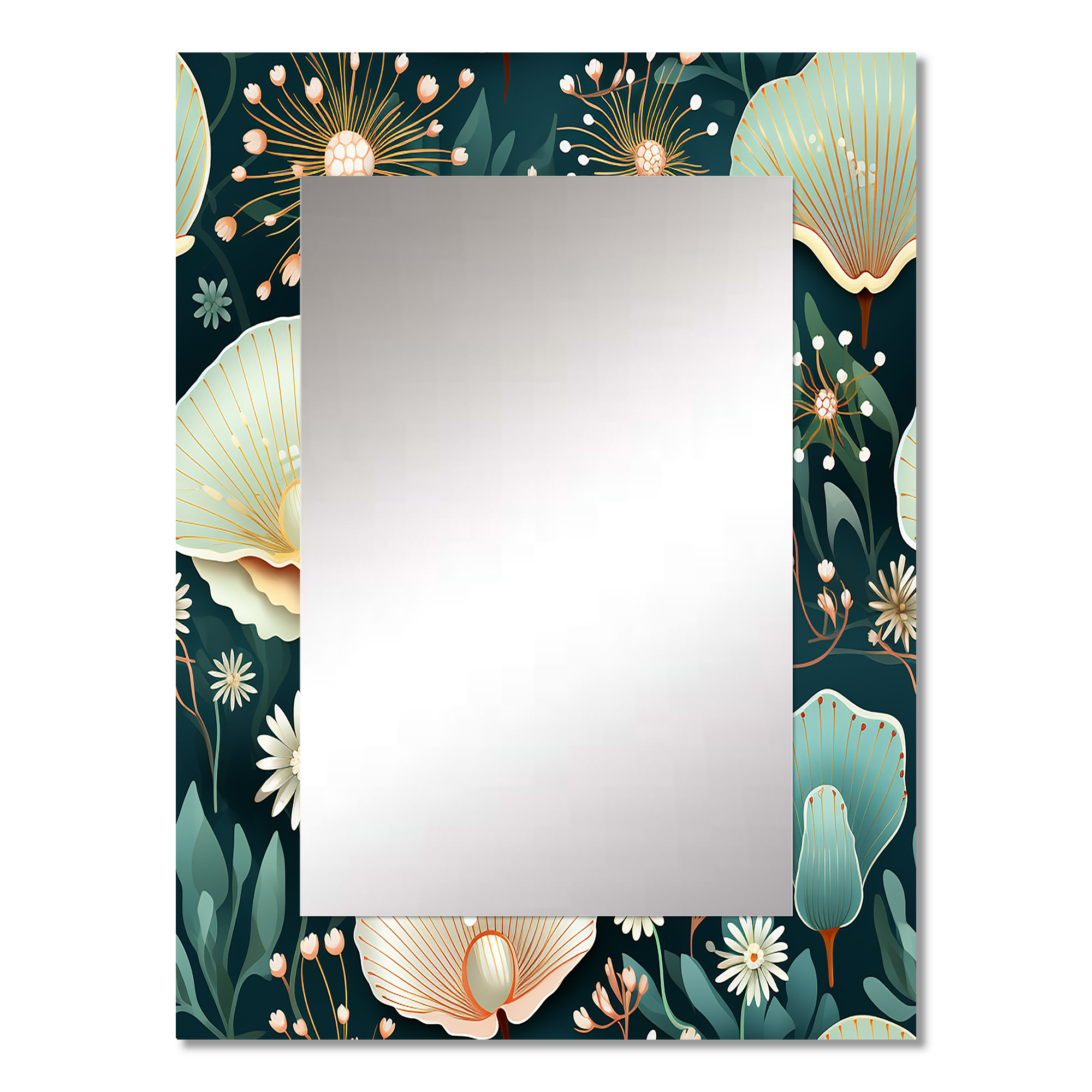 East Urban Home Coastal Seashells Coastal Pattern - Coastal Wall Mirror ...