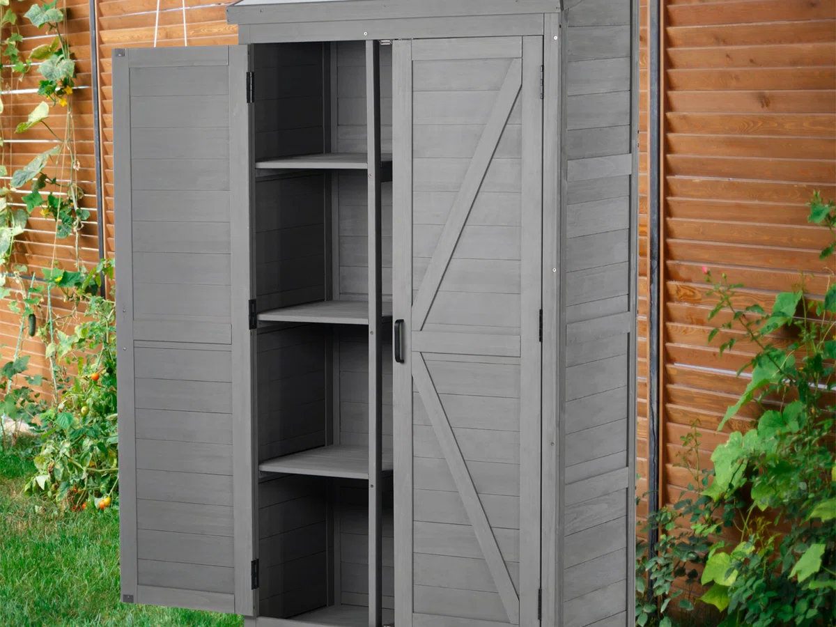 Creationstry 3 ft. W x 2 ft. D Wood Vertical Storage Shed,Outdoor Wood ...