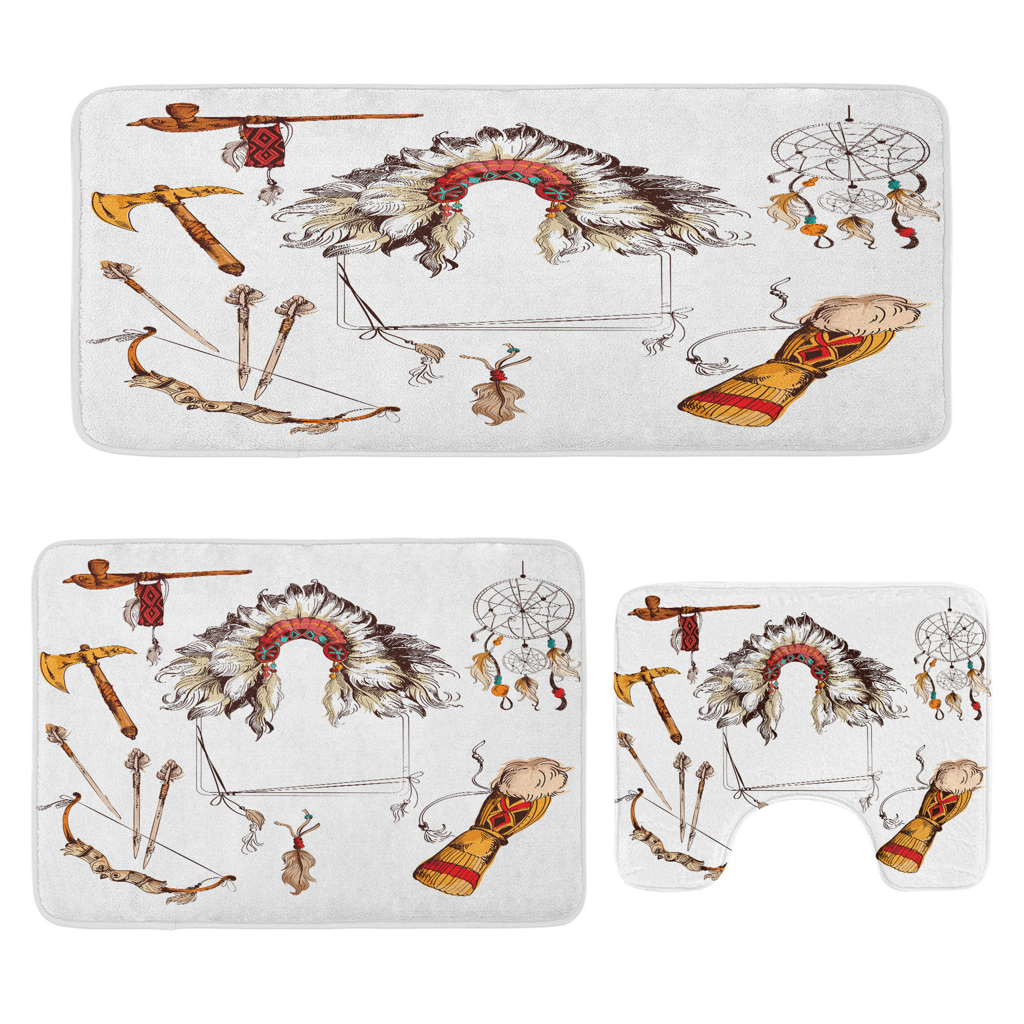 East Urban Home Ethnic Bathroom Rug Set 3 Pieces U-Shape & Rectangle ...