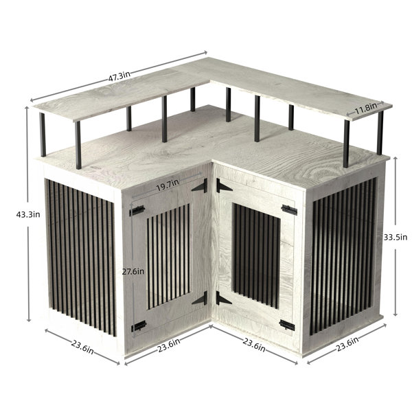 Tucker Murphy Pet™ Large Corner Dog Crate Furniture For 2 Dogs With 2 ...