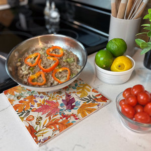 Red Barrel Studio® Autumn Colors Decorative Cork Backed Stone Trivet 8 ...