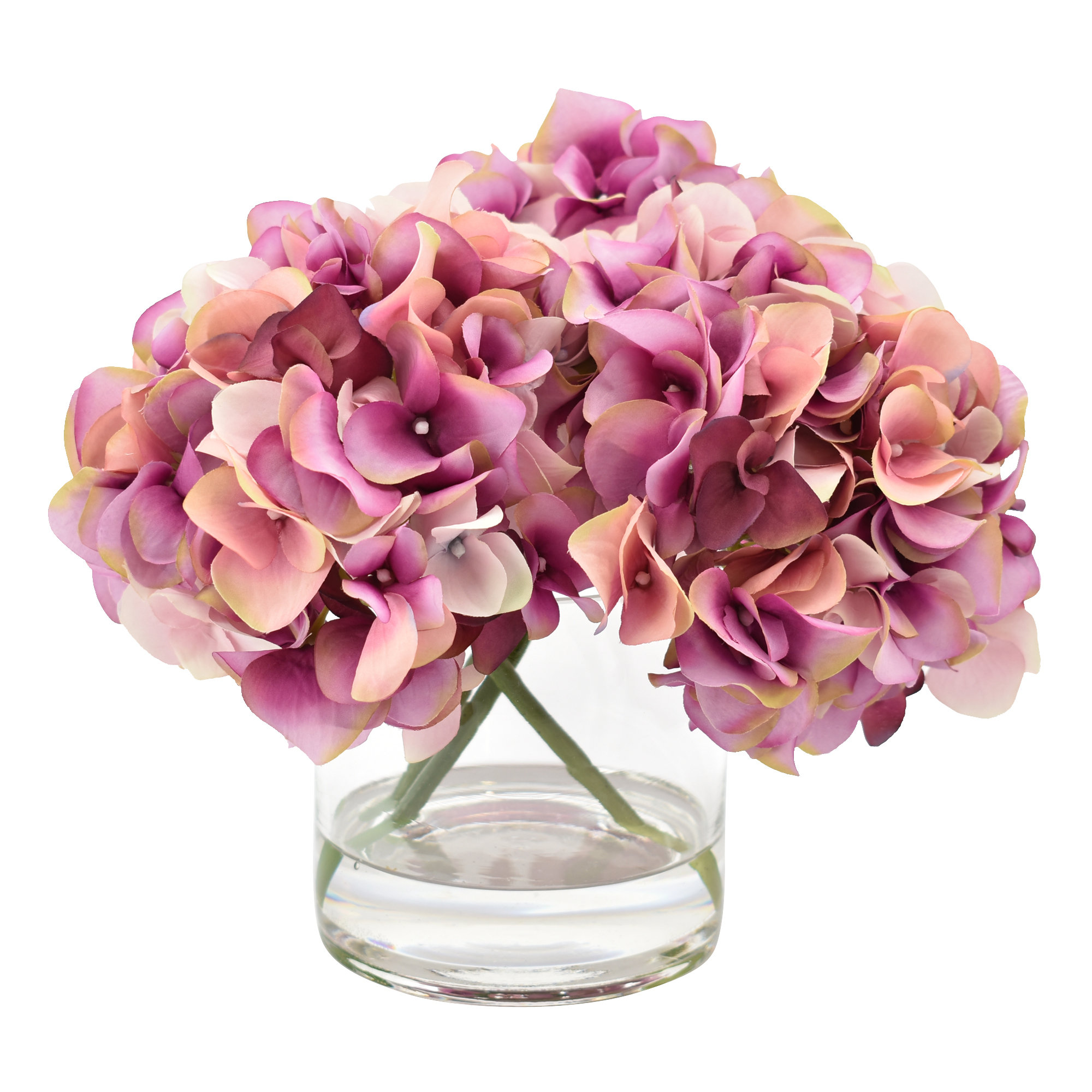 Primrue Pink Hydrangea In Glass Vase With Acrylic Water - Wayfair Canada