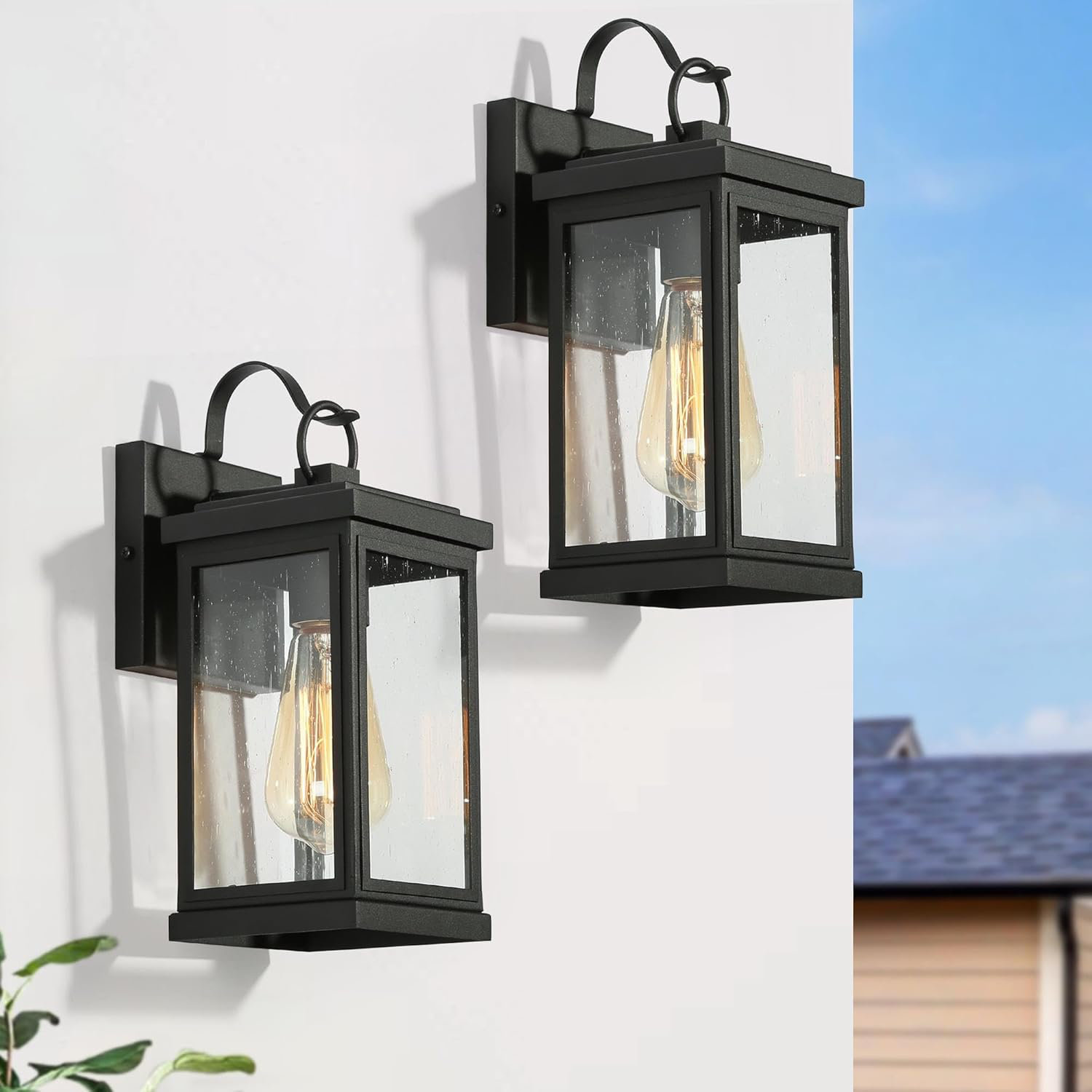 17 Stories 2 Pack Black Outdoor Wall Sconce Lights, Modern Farmhouse ...