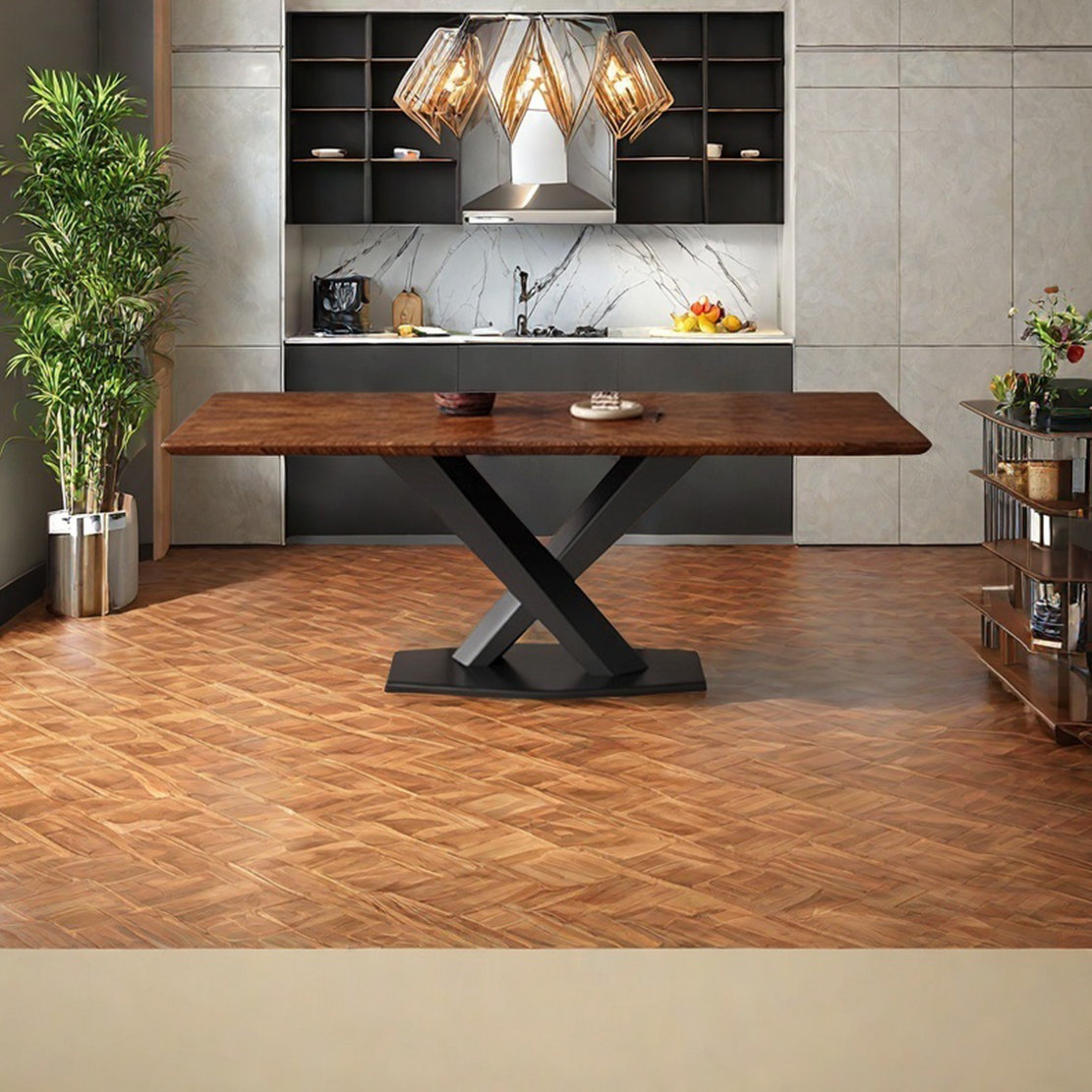 Beicang Home Black Walnut Log Dining Table | Wayfair