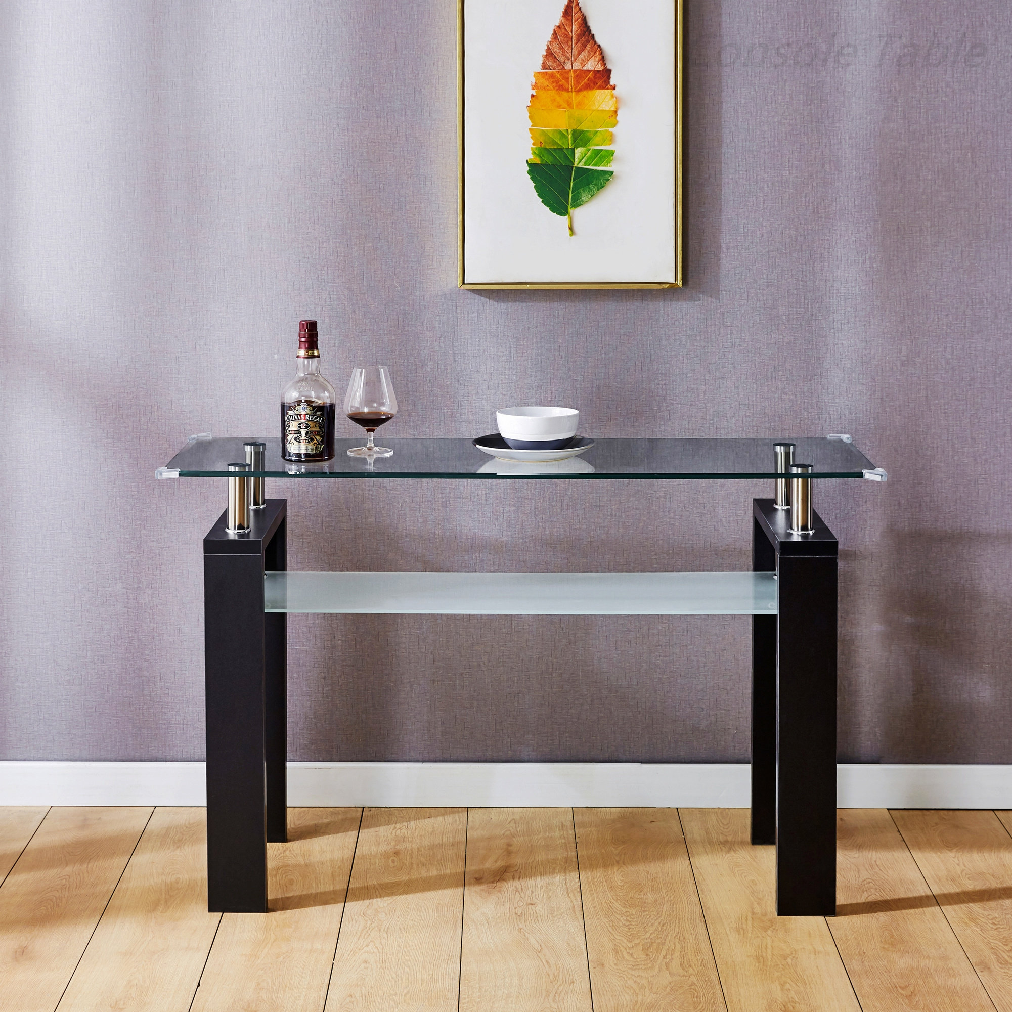 Wrought Studio Demarius 47.26'' Glass Top Console Table | Wayfair
