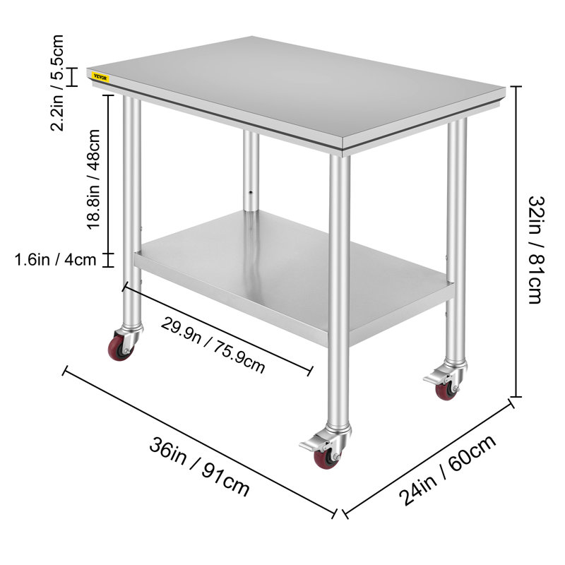 VEVOR Steel Work Table With Undershelf & Reviews | Wayfair