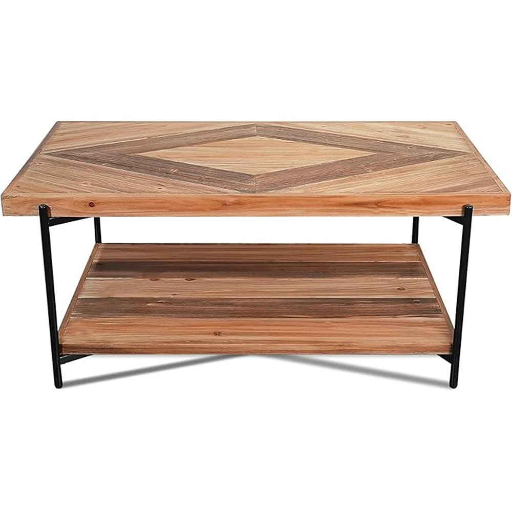 Loon Peak® Coffee Table, Solid Fir Wood & Metal Frame, 2... | Wayfair