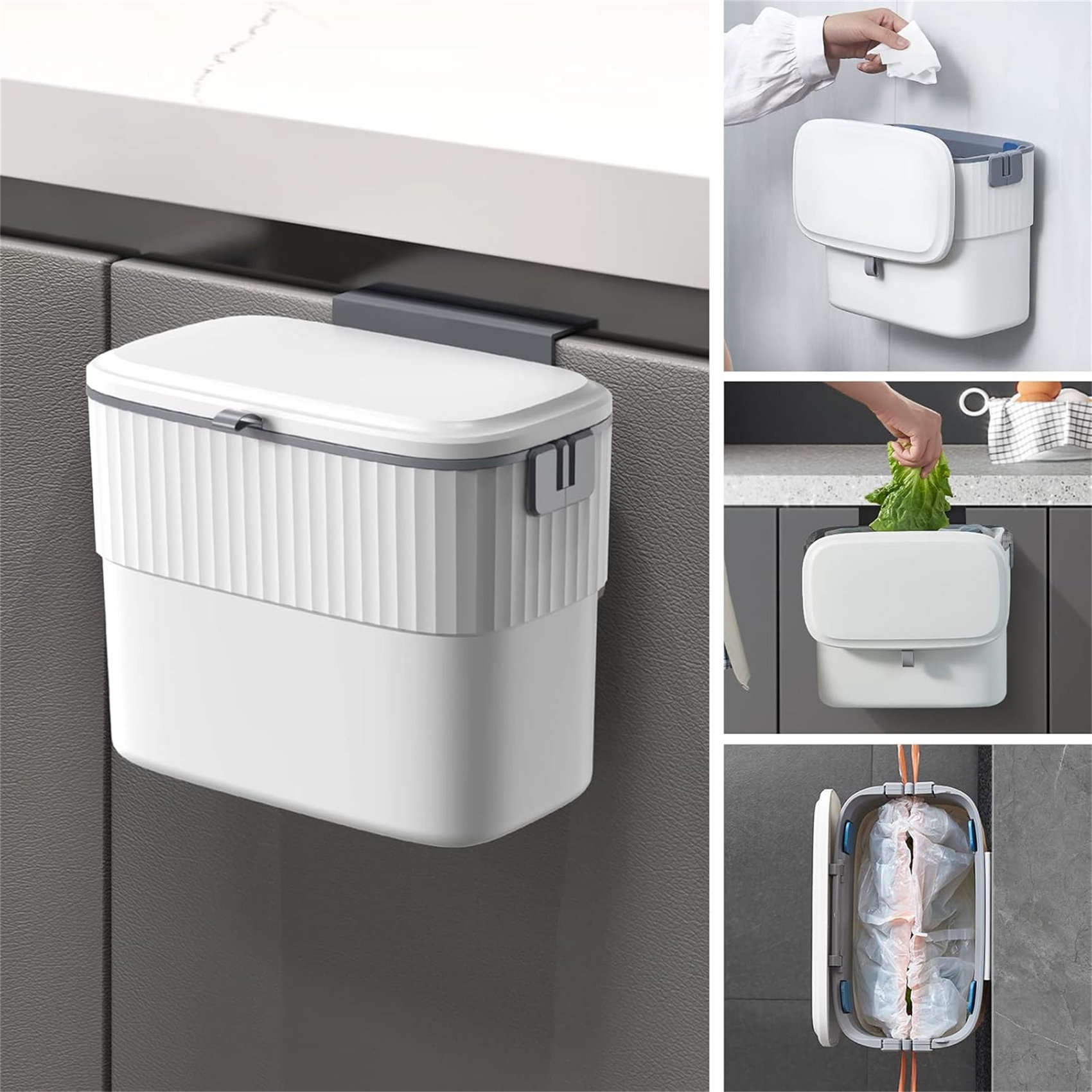 TELA 1.8G/7L Kitchen Compost Trash Can, Wall-Mounted Garbage Can ...