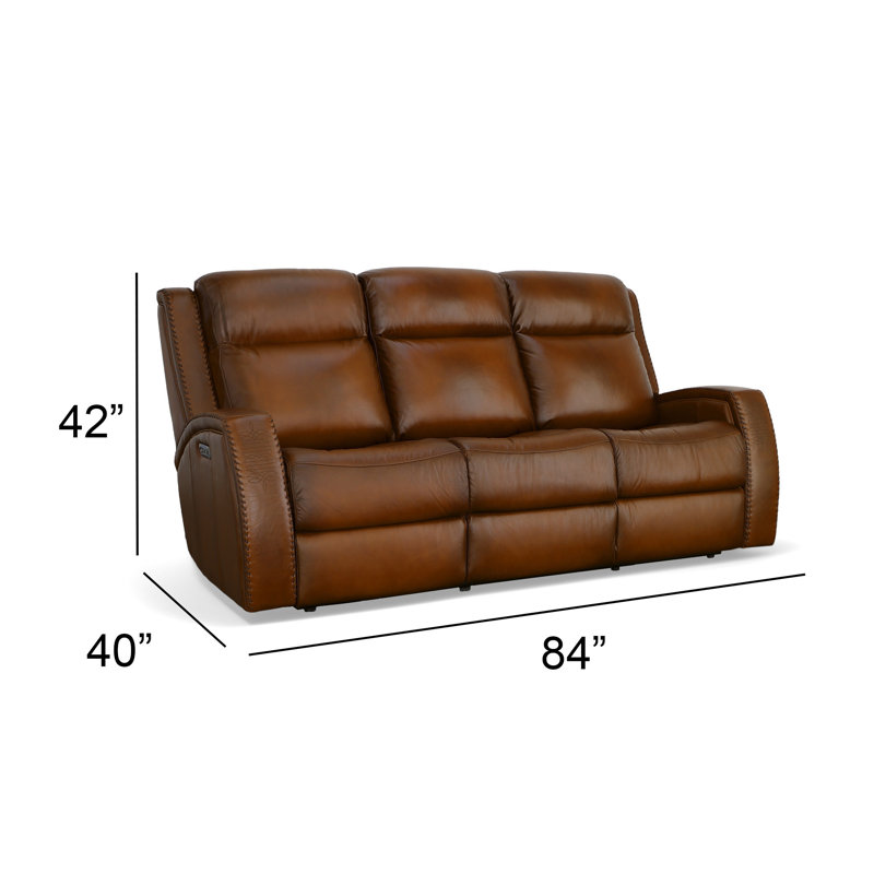 Flexsteel Mustang 84" W Leather Power Reclining Sofa & Reviews | Wayfair