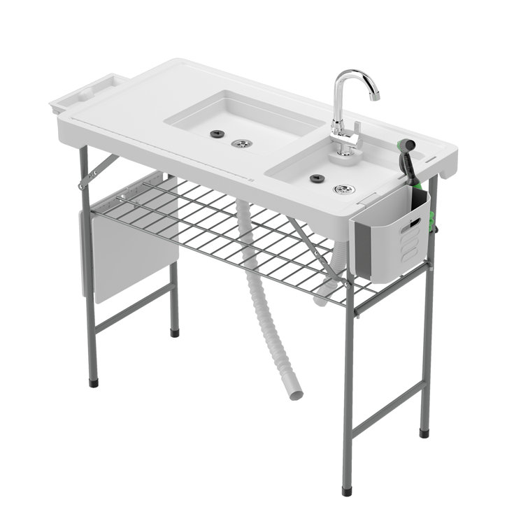 ACEM Foldable Double Sink Plastic Fish Cleaning Table | Wayfair